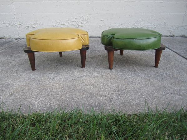 2 MCM Danish Style Stacking Stools upholstered cushions orig condition ...